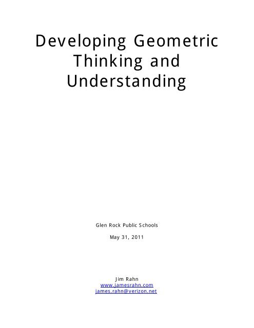 Developing Geometric Thinking and Understanding