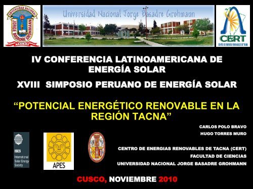 región tacna - Asociación Peruana de Energía Solar y del Ambiente