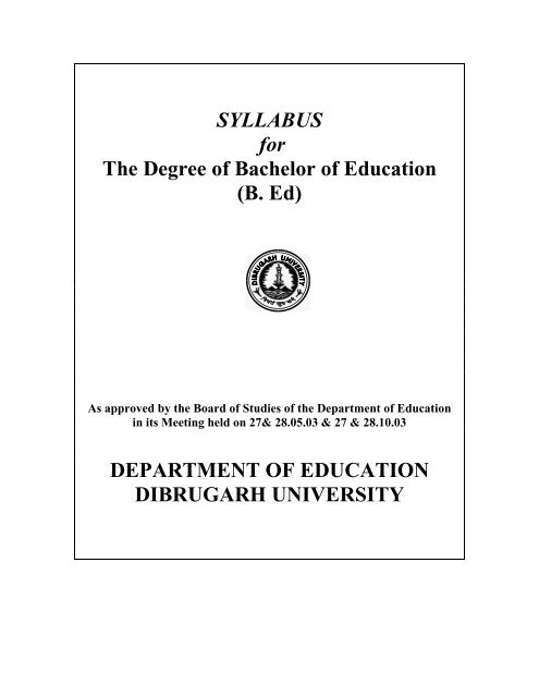 B. Ed - Dibrugarh University
