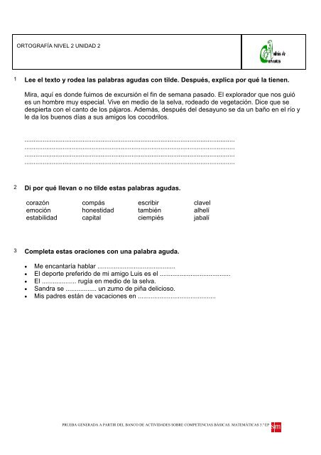Lee el texto y rodea las palabras agudas con ... - acervantesquinto