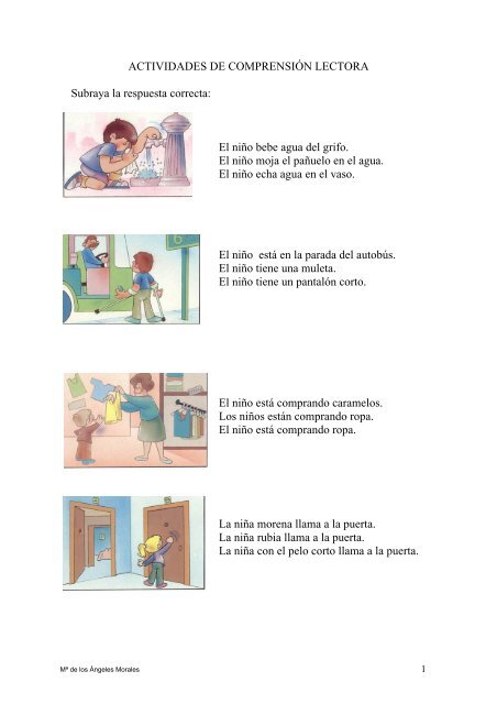 ACTIVIDADES DE COMPRENSIÓN LECTORA Subraya la ... ACTIVIDADES DE COMPRENSIÓN LECTORA Subraya la ...