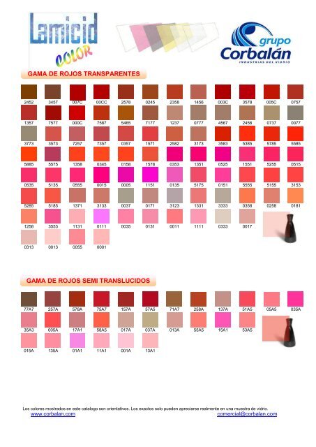 GAMA DE ROJOS TRANSPARENTES GAMA DE ROJOS SEMI ...