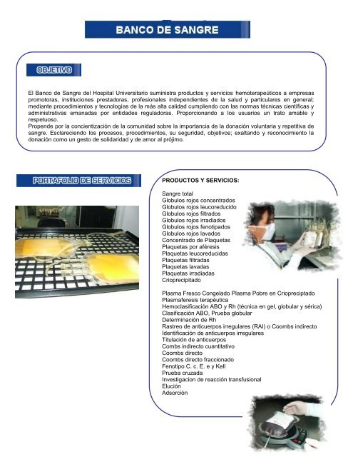 PRODUCTOS Y SERVICIOS: Sangre total Globulos rojos ...