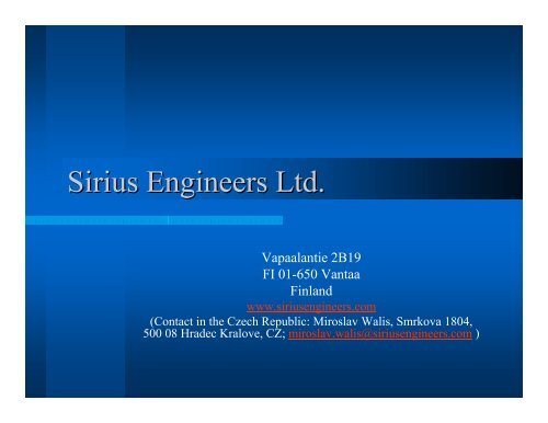 Sirius Engineers Ltd..pdf - Czech Technology Days