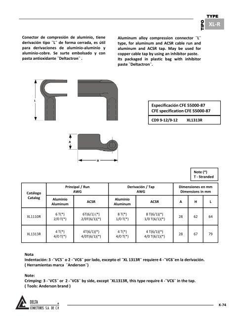 Conector derivador de alu