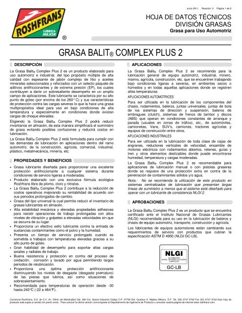 GRASA BALIT® COMPLEX PLUS 2 - Roshfrans