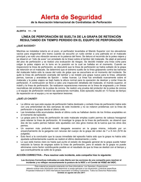Alerta De Seguridad - IADC