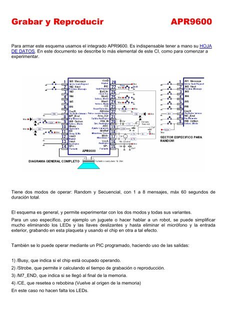 Grabar y Reproducir APR9600 - Bandas Altas