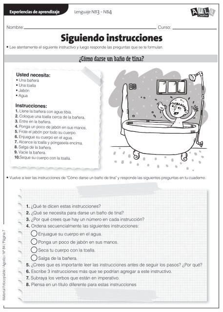 Siguiendo instrucciones - Aula Creativa