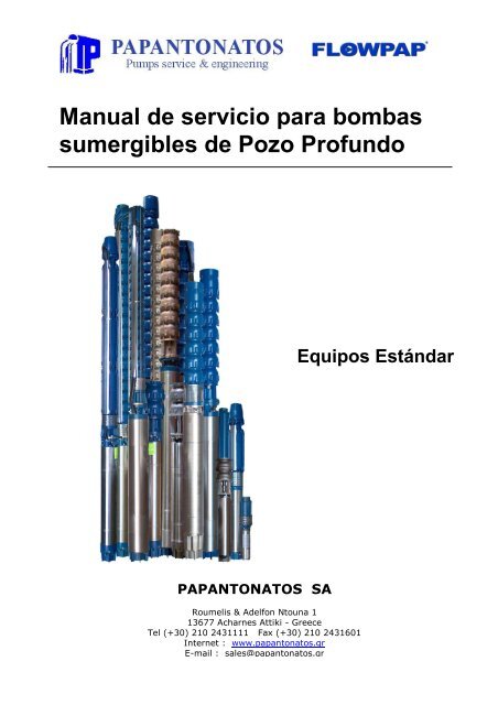 Manual de servicio para bombas sumergibles de Pozo Profundo