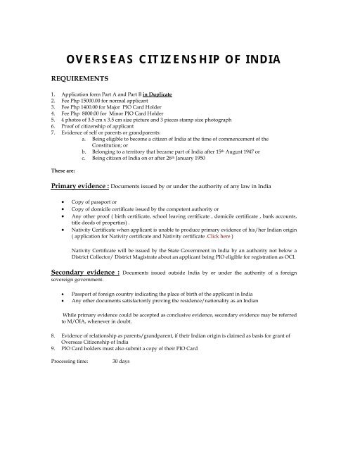 OVERSEAS CITIZENSHIP OF I