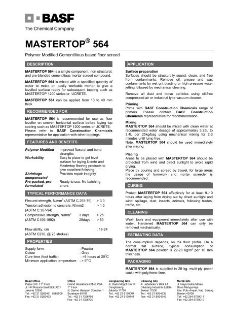 Mastertop 564 PDS - BASF Construction Chemicals ASEAN