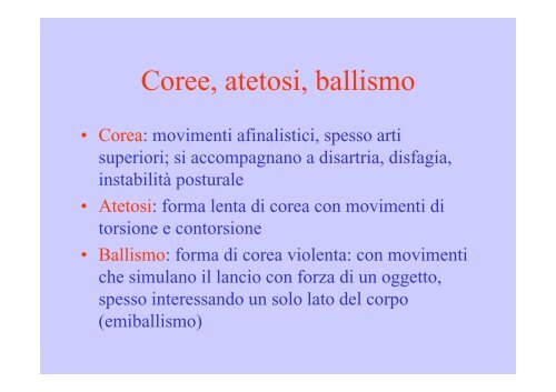 Coree, atetosi, ballismo