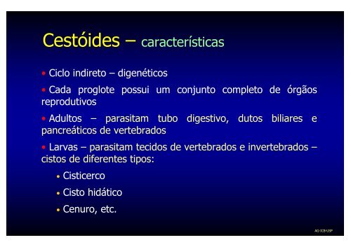 Cestóides – caracterí