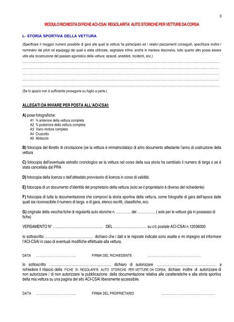 MODULO RICHIESTA DI FICHE