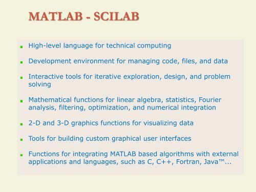 MATLAB tutorial (signals & images) - Sistemi e Segnali