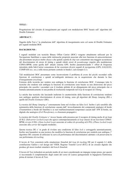 abstract delle tesi - Comlab