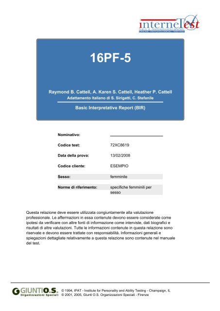 16PF-5 - Internet - Test