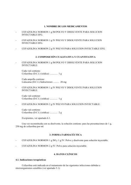 CEFAZOLINA NORMON 1 - Laboratorios NORMON SA
