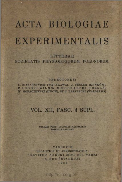 ACTA BIOLOGIAE EXPERIMENTALIS