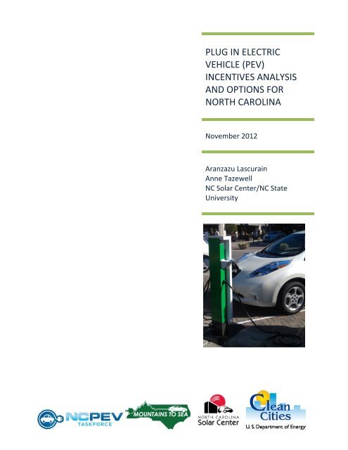 PLUG IN ELECTRIC VEHICLE (PEV) INCENTIVES ANALYSIS AND ...