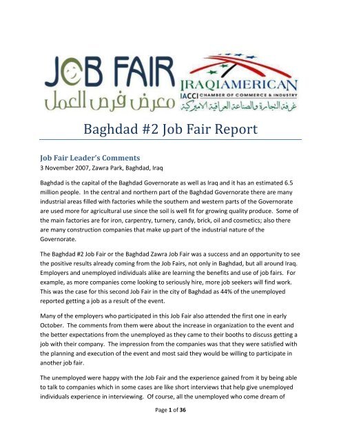 Baghdad #2 Job Fair Report