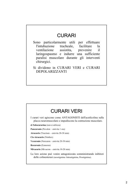 CURARI Sono particolarmen