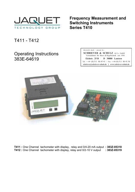 T411 - T412 Operating Instructions 383E-64619 - Schriever-schulz.de