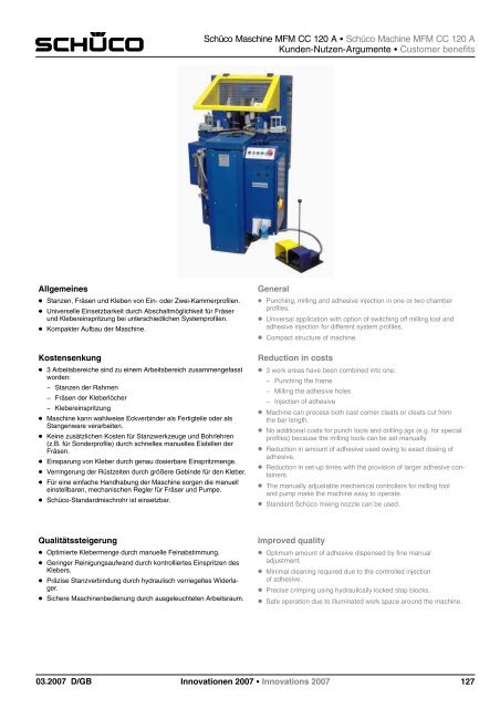 Schüco Maschine MFM CC 120 AS Schüco Machine MFM CC 120 A ...