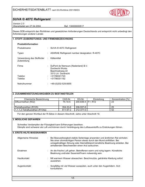 SUVA ® 407C Refrigerant