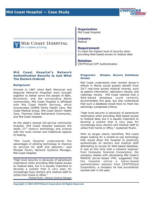 Mid Coast Hospital — Case Study - senetec