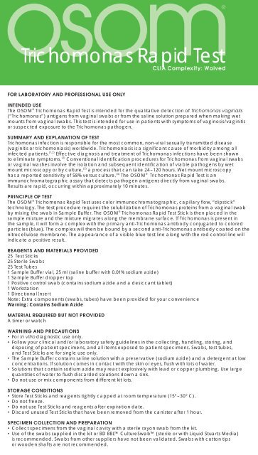 OSOM® Trichomonas Rapid Test - Sekisui Diagnostics