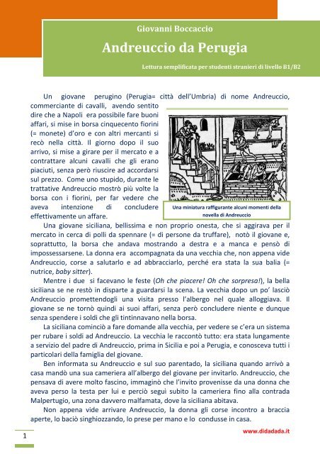 Andreuccio da Perugia - lettura semplificata. - Didadada