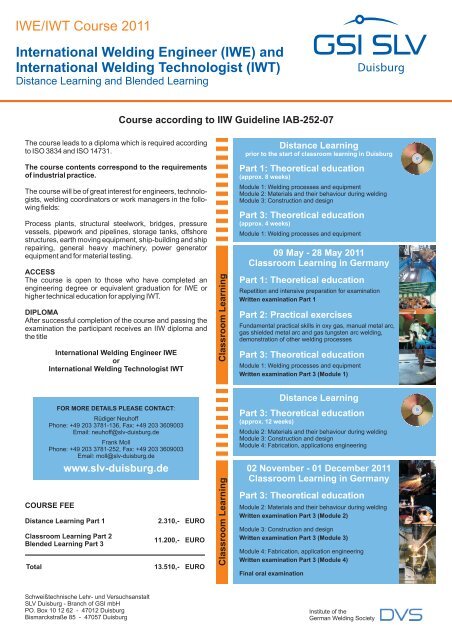 International Welding Engineer (IWE) and ... - SLV Duisburg