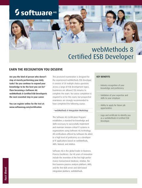 webMethods 8 Certified ESB Developer - Software AG webMethods 8 Certified ESB Developer - Software AG