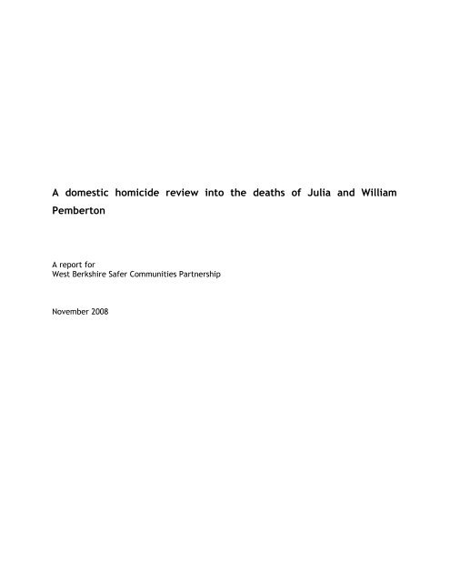 A domestic homicide review into the deaths of Julia and William Pemberton