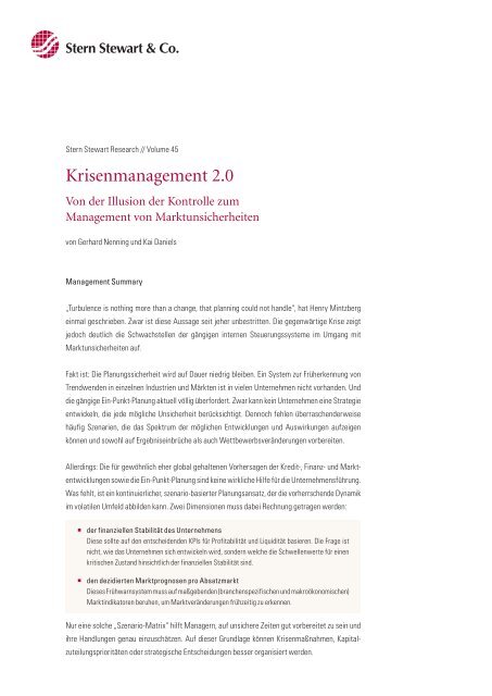 Krisenmanagement 2.0 - Stern Stewart & Co.