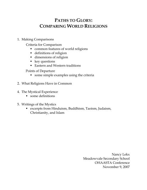 World Religion Comparison