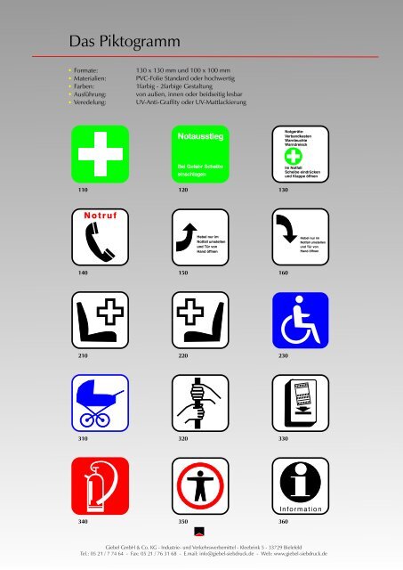 Datenblatt Piktogramme - Giebel Siebdruck
