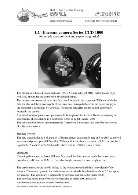 CCD line scan camera 1000