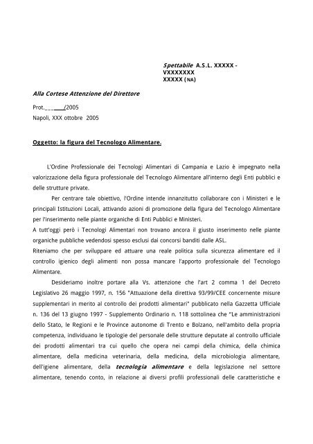 Alla Cortese Attenzione del Direttore Illustrissimo Dirigente,