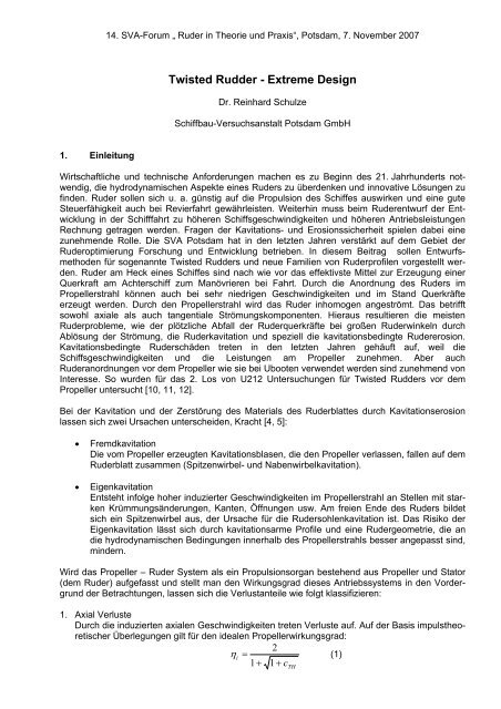 Twisted Rudder - Extreme Design - Schiffbau-Versuchsanstalt ...