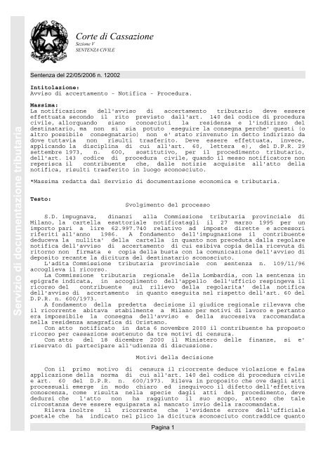 Notifica ex art. 140 CPC - Studio Dalle Carbonare