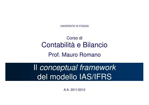 Il conceptual framework del modello IAS/IFRS - Eafs.it