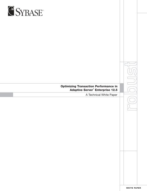 Optimizing Transaction Performance In Adaptive Server Sybase