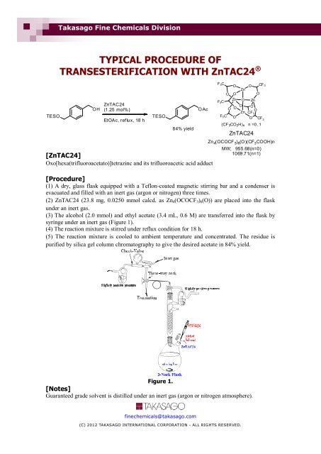 TRANSESTERIFICATION WITH ZnTAC24 - Takasago International ...