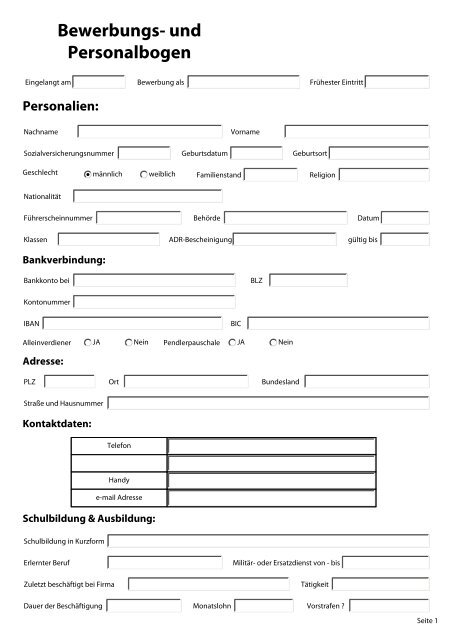Bewerbungs- und Personalbogen - Tatschl