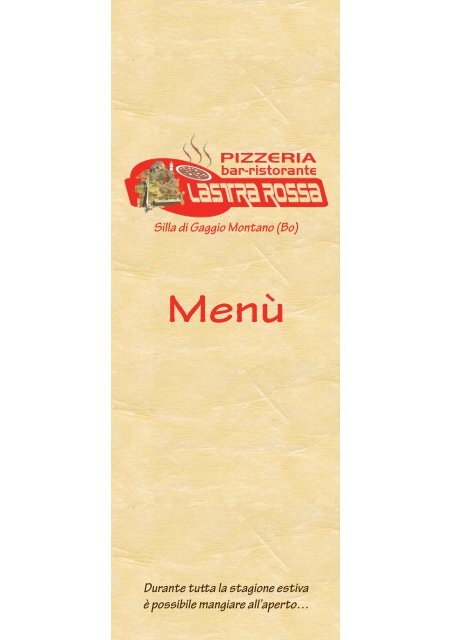 MENU - Bar Pizzeria Lastra Rossa