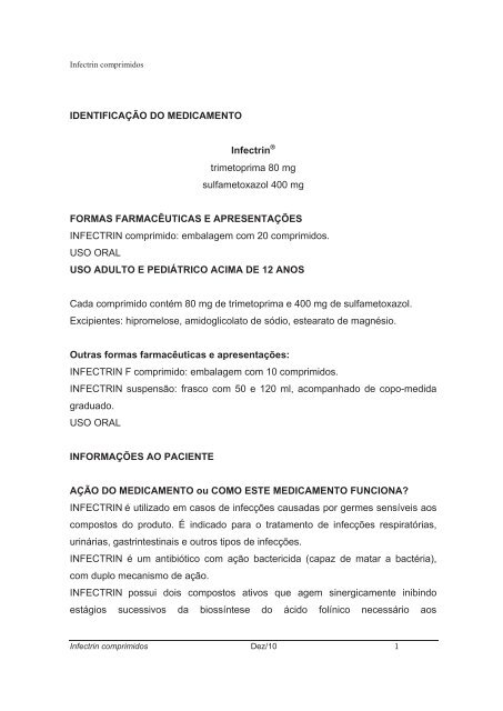 IDENTIFICAÇÃO DO MEDICAMENTO Infectrin trimetoprima 80 mg ...