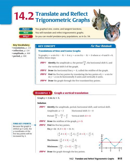 14.2Translate and Reflect Trigonometric Graphs